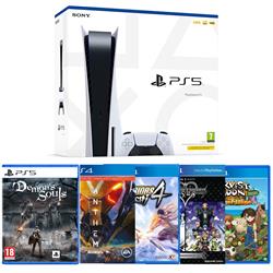 Sony PlayStation 5 825GB Video Game Console + 5 Games Bundle 1 - White ...